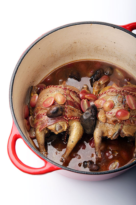 Pigeon In Muscat Wine With Grapes | Gastronomixs