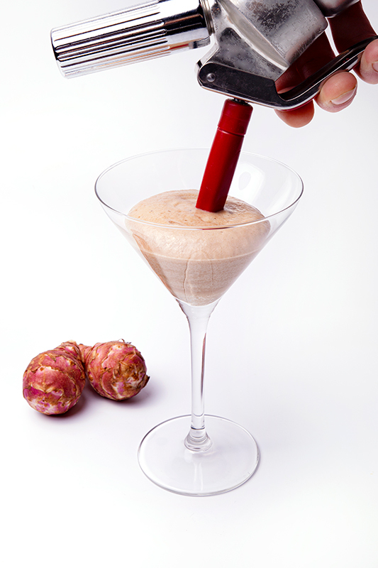 Vegan espuma van aardpeer en kastanje | Gastronomixs