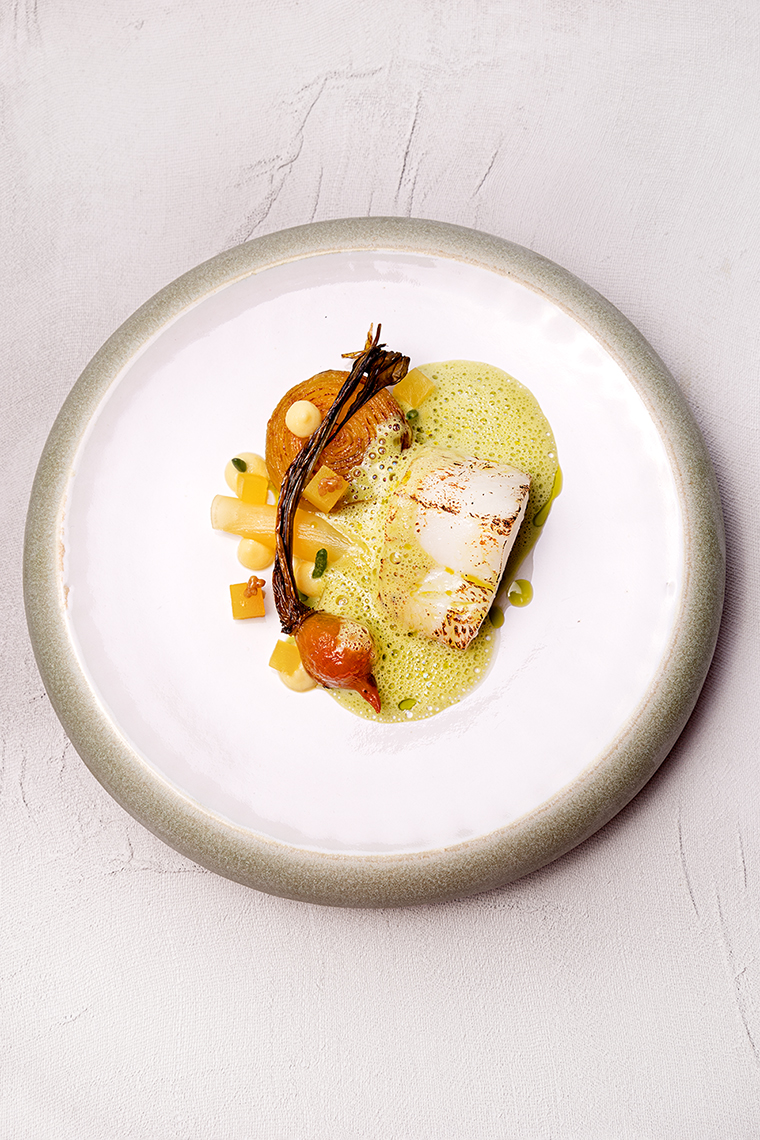 Gebrande skrei met gele biet